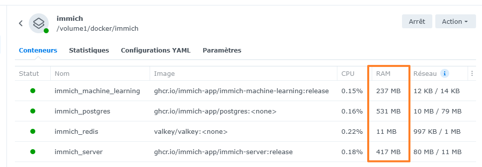NAS Synology : installer immich avec Docker