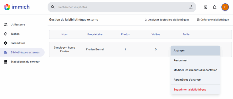 NAS Synology : installer immich avec Docker