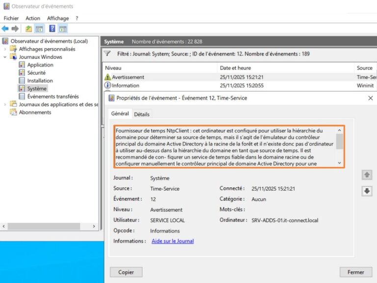 La synchronisation NTP dans un domaine Active Directory