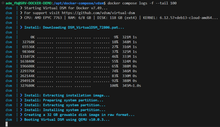 Tutoriel : déployer Virtual DSM (vDSM) avec Docker